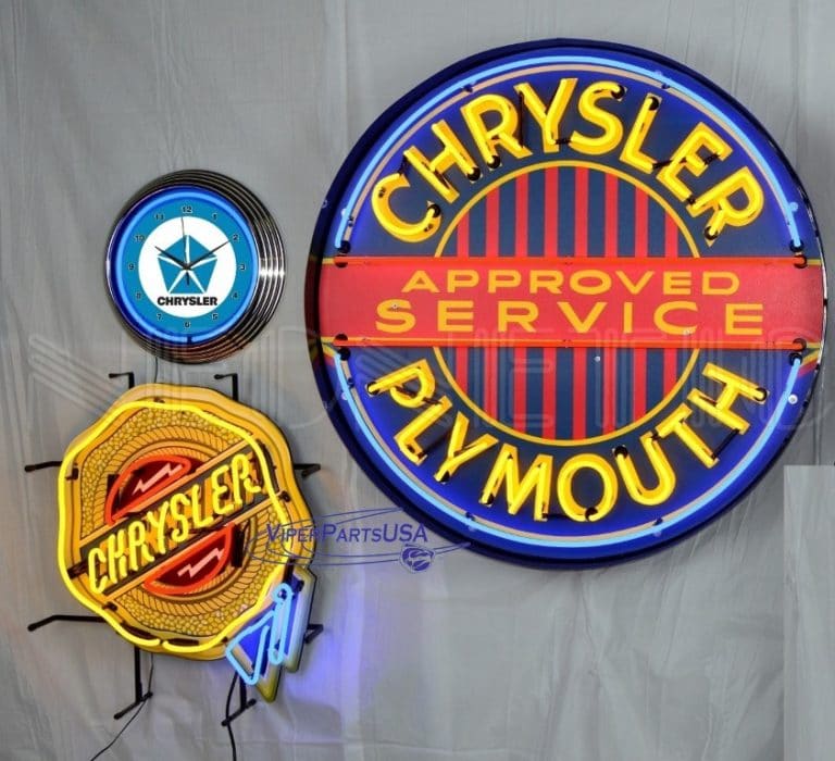 Sign - Neon Chrysler Plymouth Service - Viper Parts USA